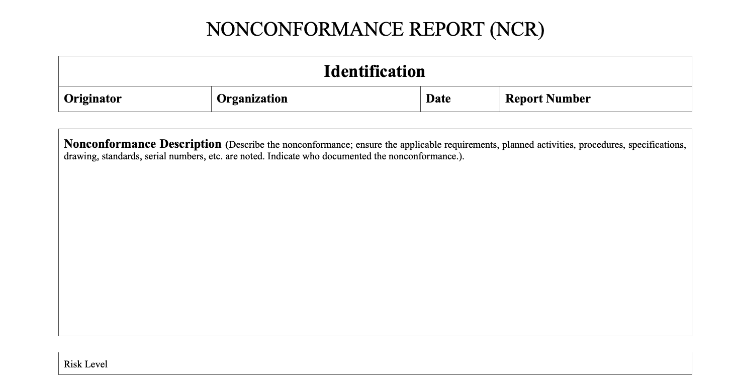 Manufacturing Non-Conformance Report (NCR) Template: Examples & Digital ...